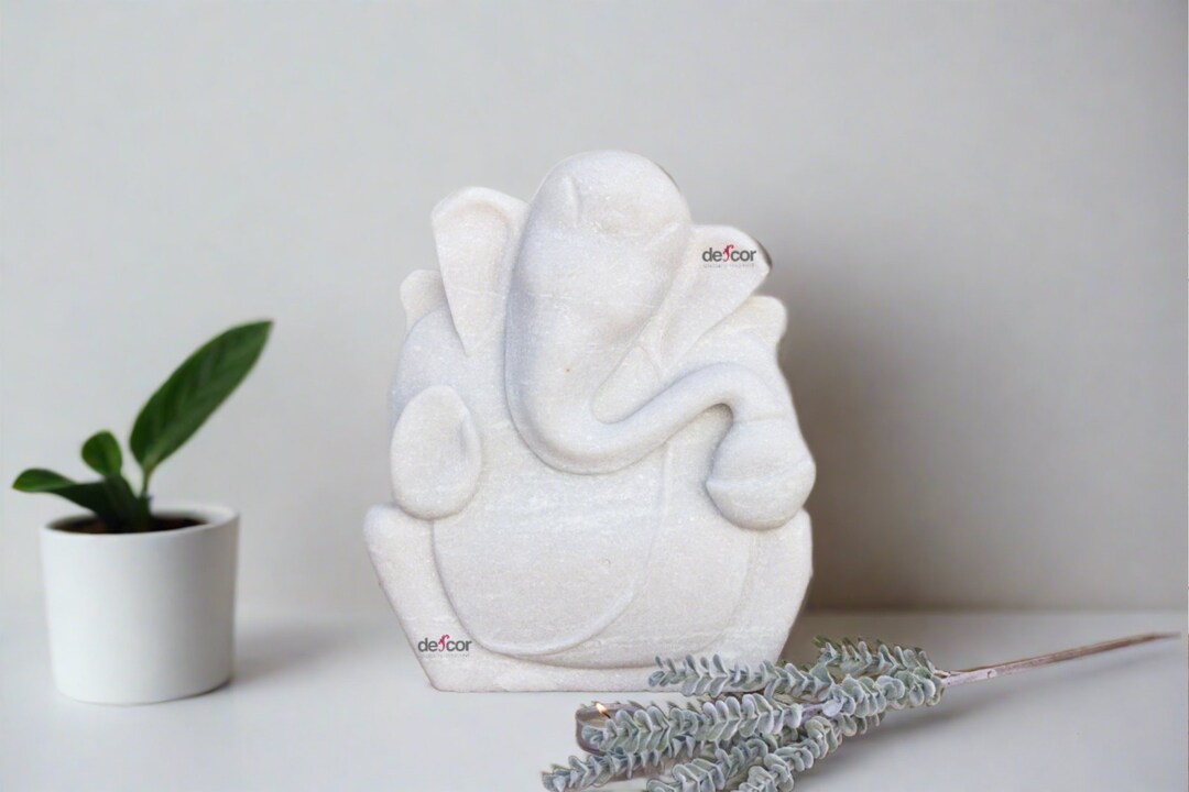 Small Pure White Marble Ganesha, Table Top Marble Ganesh Figure, Indian ...