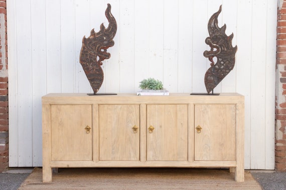 Long Reclaimed Elm Farmhouse Sideboard Rustic Wooden Credenza Antique Elmwood Console Distressed Wood Side Cabinet Natural Elm Wood Buffet Etsy