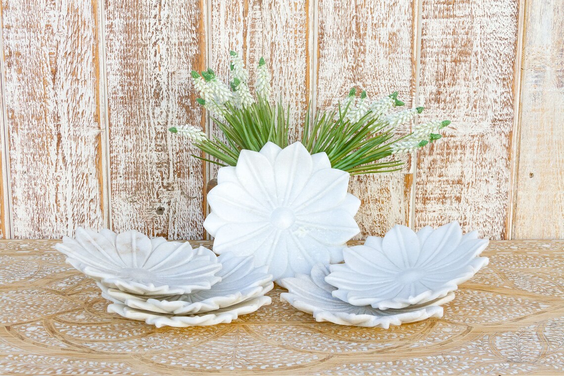 Marble Lotus Flower Plate Stone Indian Decorative Plate - Etsy