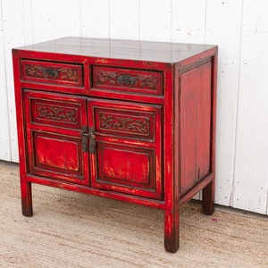 Finely Carved Red Chinese Cabinet,red Lacquer Cabinet,traditional Asian ...
