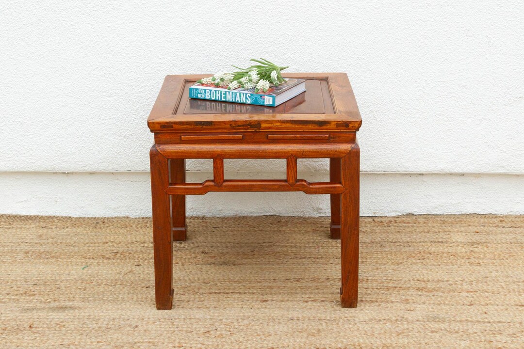 Vintage Hardwood Chinese End Table, Hardwood Chinese Accent Table ...