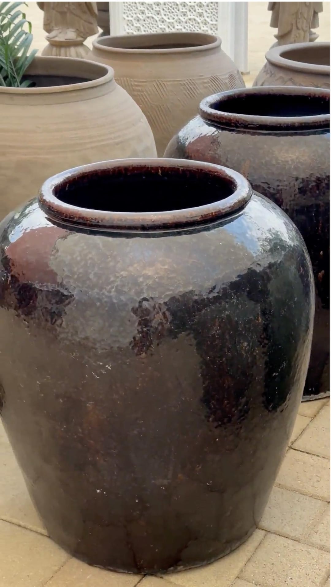 Antique Brown Martaban Jar: Oversized Asian Stoneware Vessel, 28" - Etsy