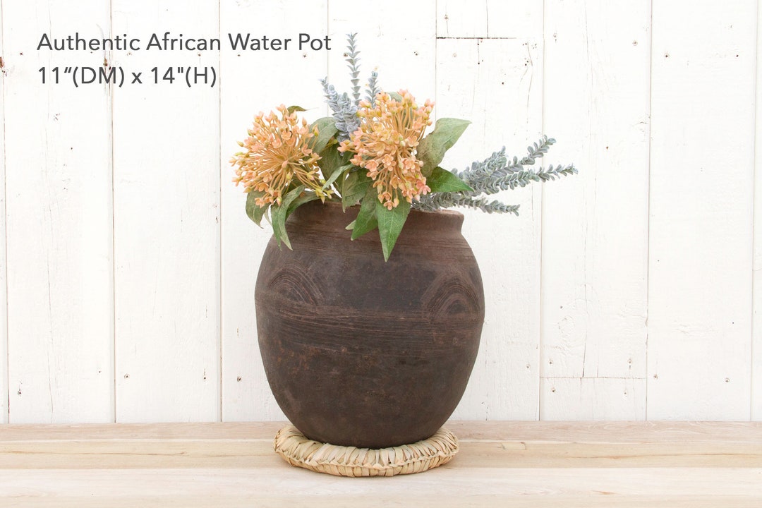 Authentic African Clay Water Pot, Vintage Clay Water Pot, Antique ...
