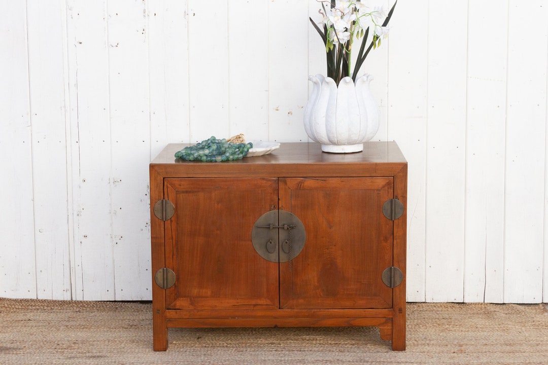 Mid-century Walnut Brown Cabinet: Asian Style Storage Unit - Etsy