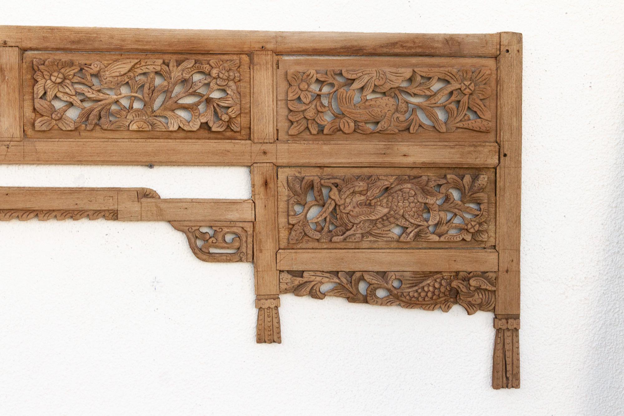 Antique Carved Wood Lintel: Rustic Farmhouse Wall Decor, Carved ...