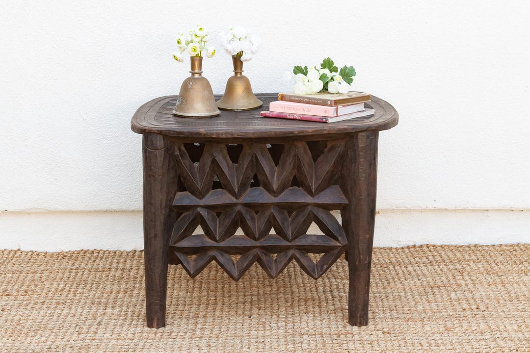 Beautifully Carved Large African Table, Vintage Nigerian Nupe Side ...