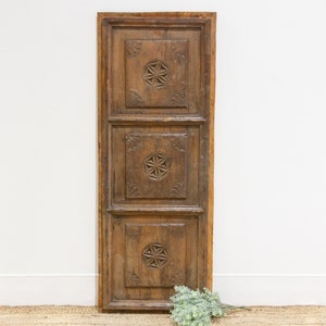 Antique Spanish Carved Wood Door Panel: 18th Century Floral Design Wall ...