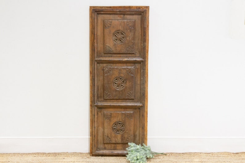 Antique Spanish Carved Wood Door Panel: 18th Century Floral Design Wall ...