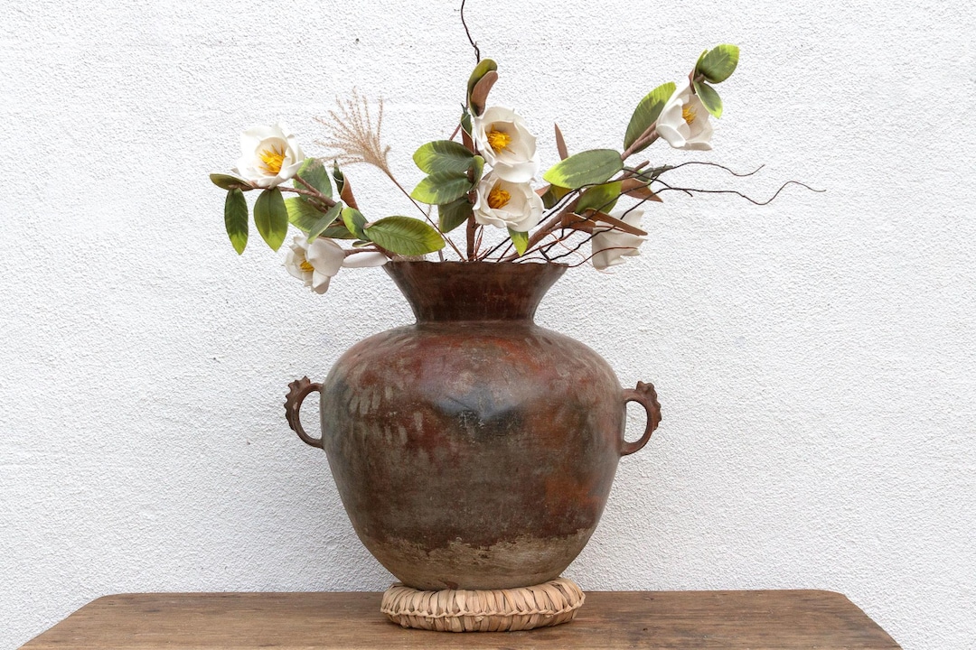 Large Antique Guatemalan Glazed Pot, Handcrafted Guatemalan Pottery ...