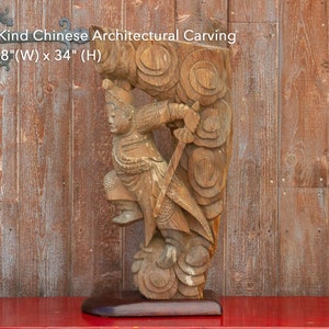 Antique Chinese Carved Architectural Corbel, Antique Chinese Deity ...