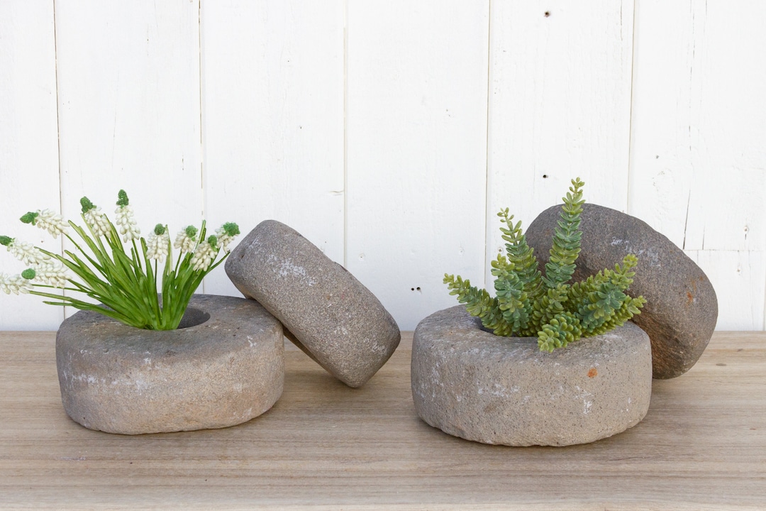 Vintage Carved Stone Wheel Bowl: Gray Asian Decor - Etsy