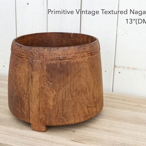 Vintage Textured Naga Rice Bowl, Rustic Grains Bowl, Wooden Hand Carved ...