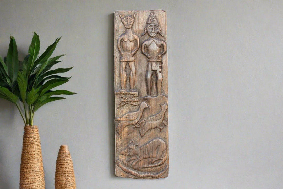 Antique Teak Naga Tribal Carved Panel: Indian Folk Art Wall Decor - Etsy