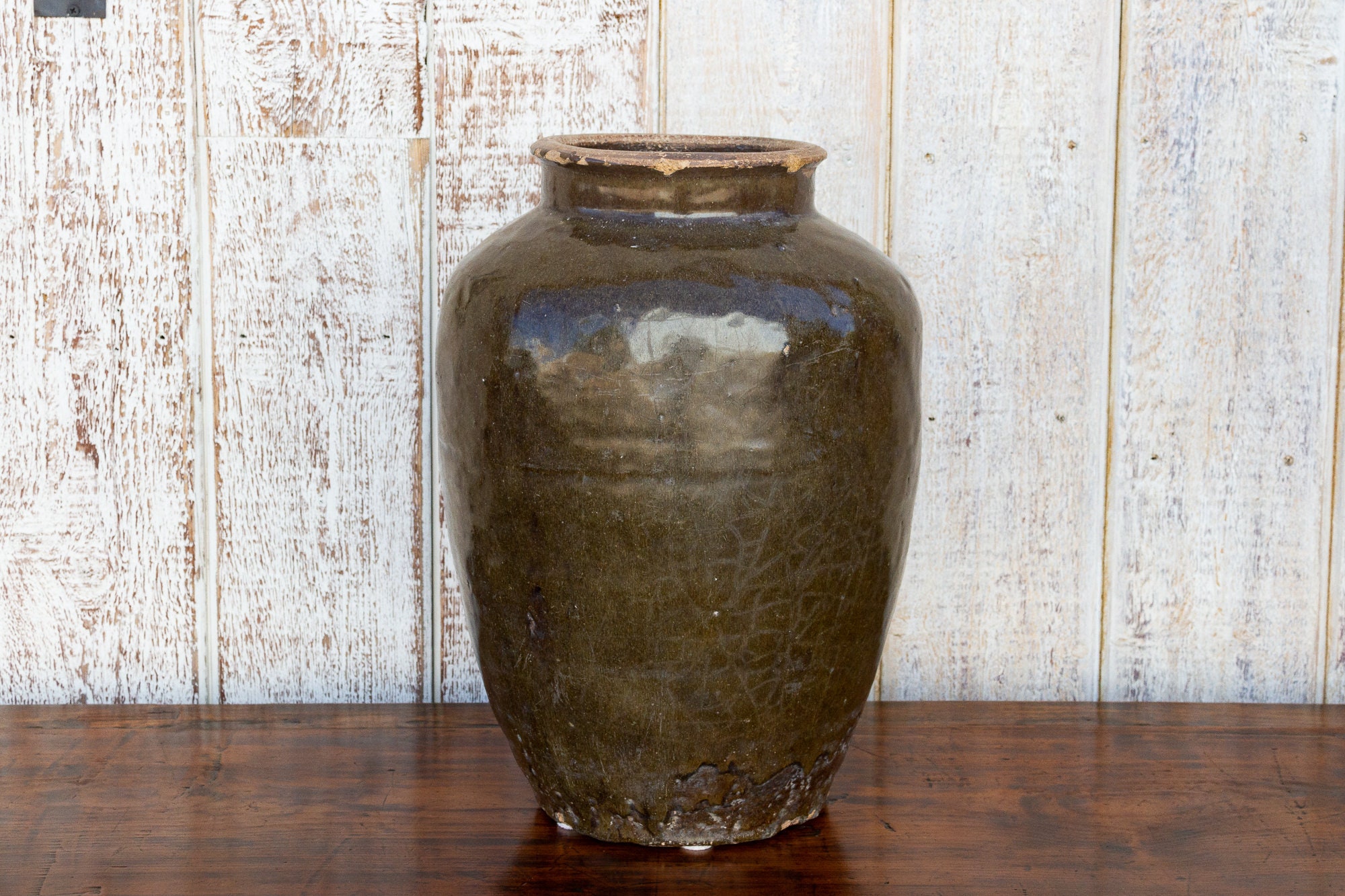 Antique Muddy Brown Glazed Vessel Antique Shipping Jar Large | Etsy