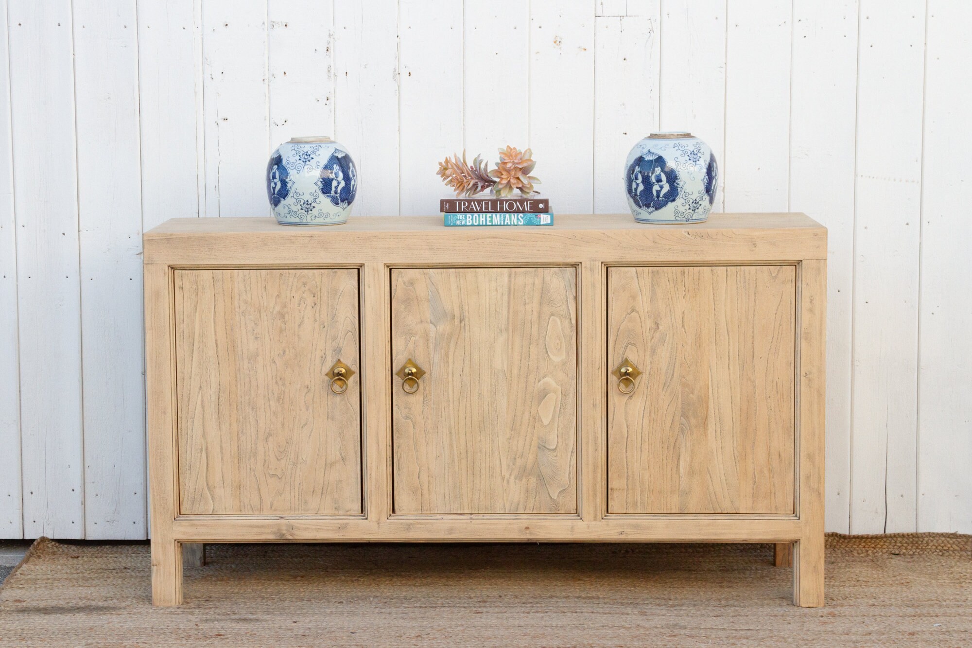 Natural Elm Three Door Sideboard Wooden Buffet Cabinet Traditional Dining Room Furniture Solid Wood Credenza Modern Farmhouse Elm Buffet Etsy