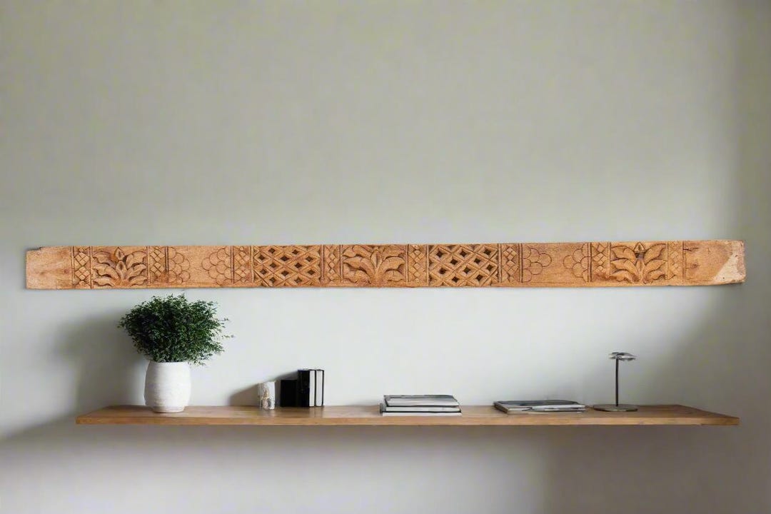 Antique Carved Teak Lintel: Indian Architectural Wall Art - Etsy