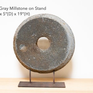 Large Grinding Stone on Stand, Antique Round Grinding Stone Art, Carved ...
