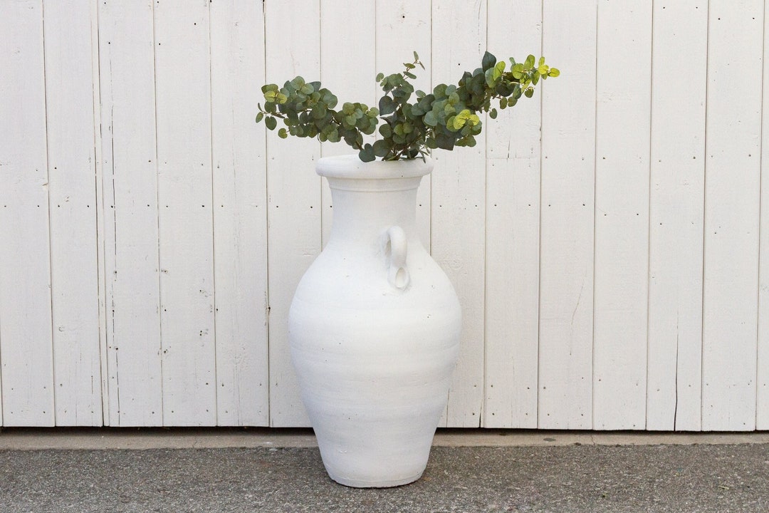 White Terracotta Amphora Planter: Rustic Greek Clay Pot (36" H) - Etsy