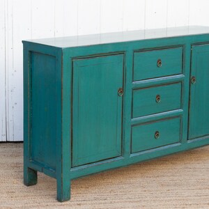 Asian Arabian Green Sideboard Buffet, Teal Asian Sideboard,teal Lacquer ...