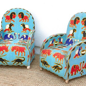Pair of African Safari Beaded Chairs, Beaded African Chairs ...