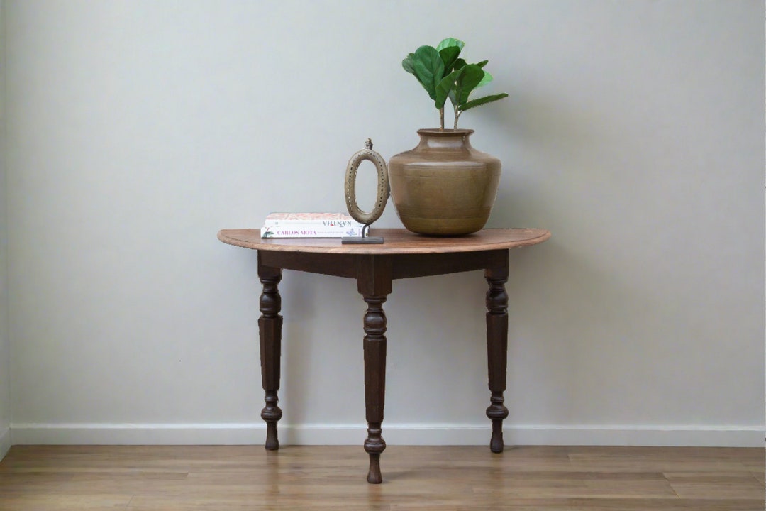Antique Ceylon Teak Demilune Table: Colonial Entryway Console - Etsy