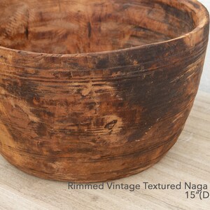 Vintage Textured Naga Rice Bowl, Rustic Grains Bowl, Wooden Hand Carved ...