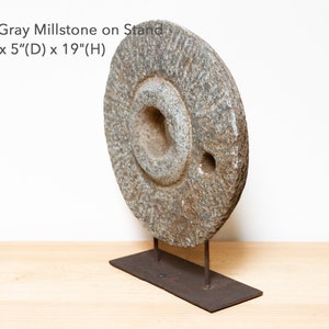 Large Grinding Stone on Stand, Antique Round Grinding Stone Art, Carved ...