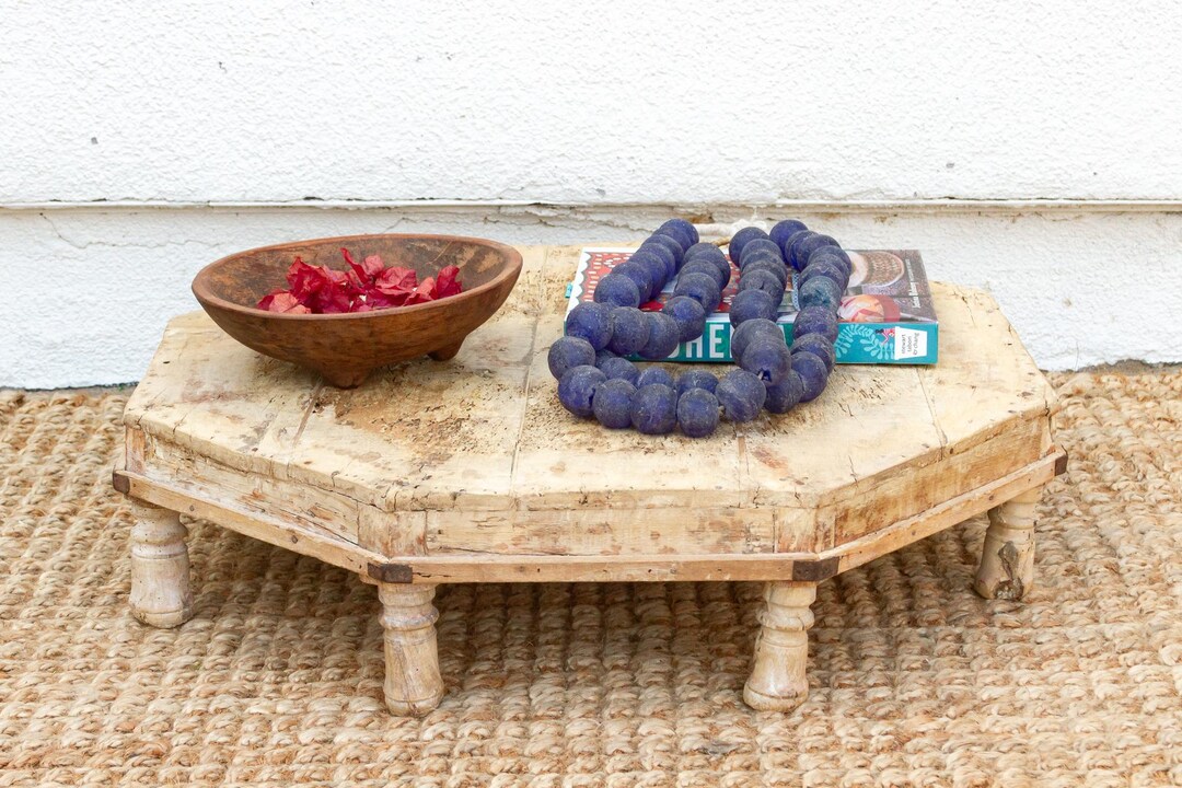 Antique Weathered Wood Indian Bajot, Weathered Wood Table,hand-carved ...