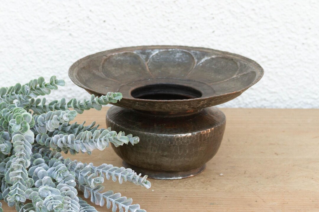 Antique Flared Lotus Copper Vessel - Etsy