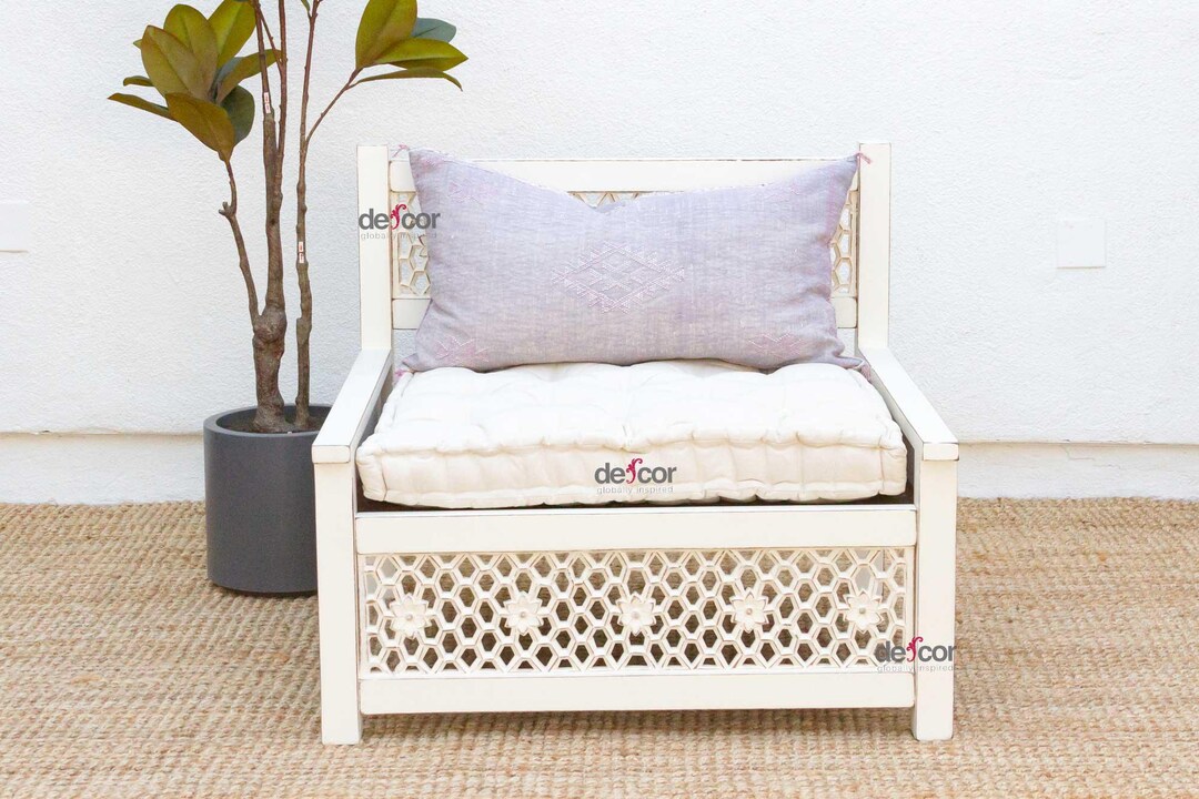 Floral Jali Club Chair, Modern Moroccan Club Chair, Indian Boho Patio ...