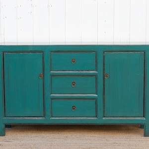 Asian Arabian Green Sideboard Buffet, Teal Asian Sideboard,teal Lacquer ...