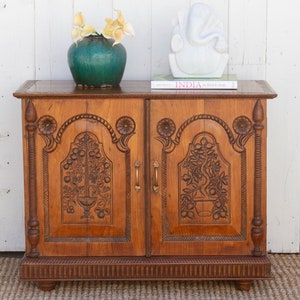 Antique Carved Anglo Indian Buffet Cabinet, Traditional Indian Cabinet ...
