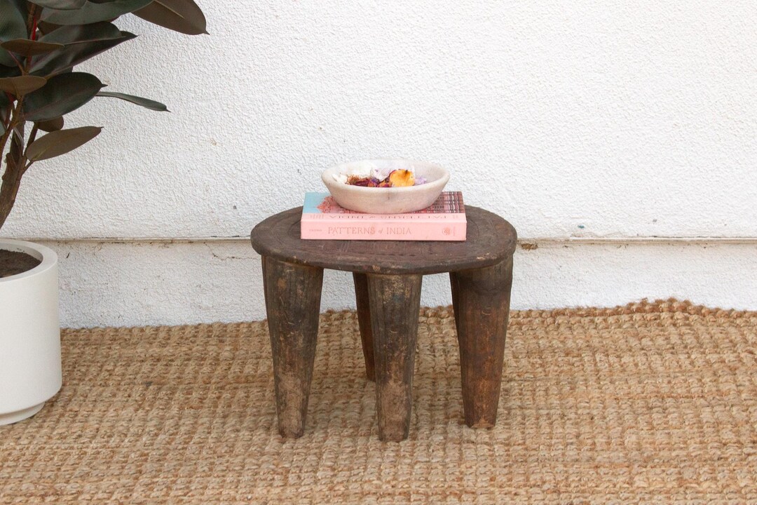Rustic Tribal Motif Nupe Low Table, Primitive African End Table, Ethnic ...