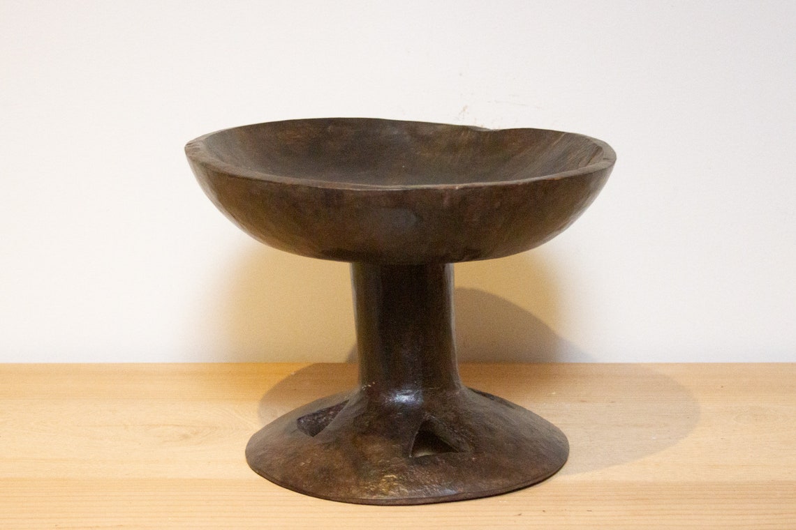 Vintage Naga Wooden Stool Table: Rustic Tribal Bowl - Etsy