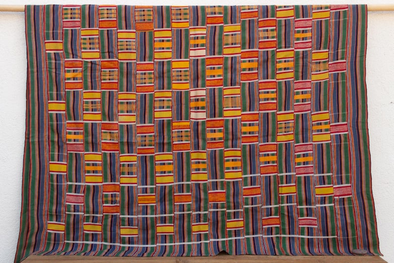 Handwoven Asante Kente Cloth: Authentic Ghanaian Textile Art (65x104 ...