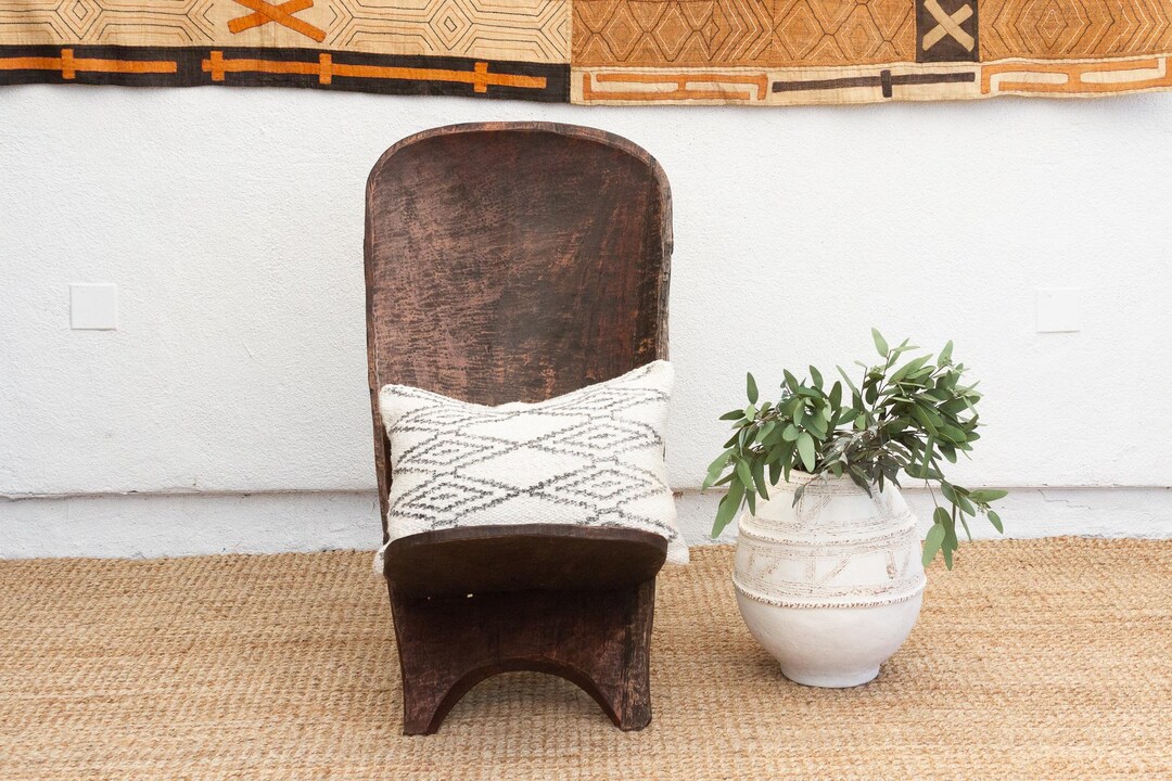Vintage Senufo Folding Chair: African Tribal Accent, Crocodile Motif ...
