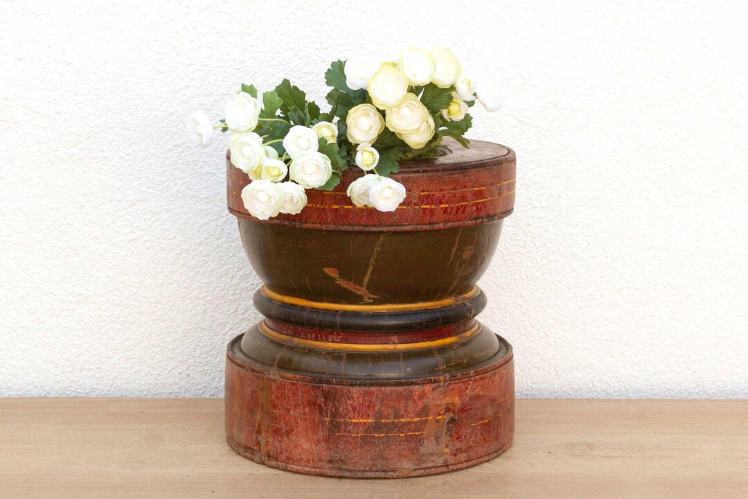 Large Indian Red Antique Grinder, Traditional Indian Grinder, Candle ...