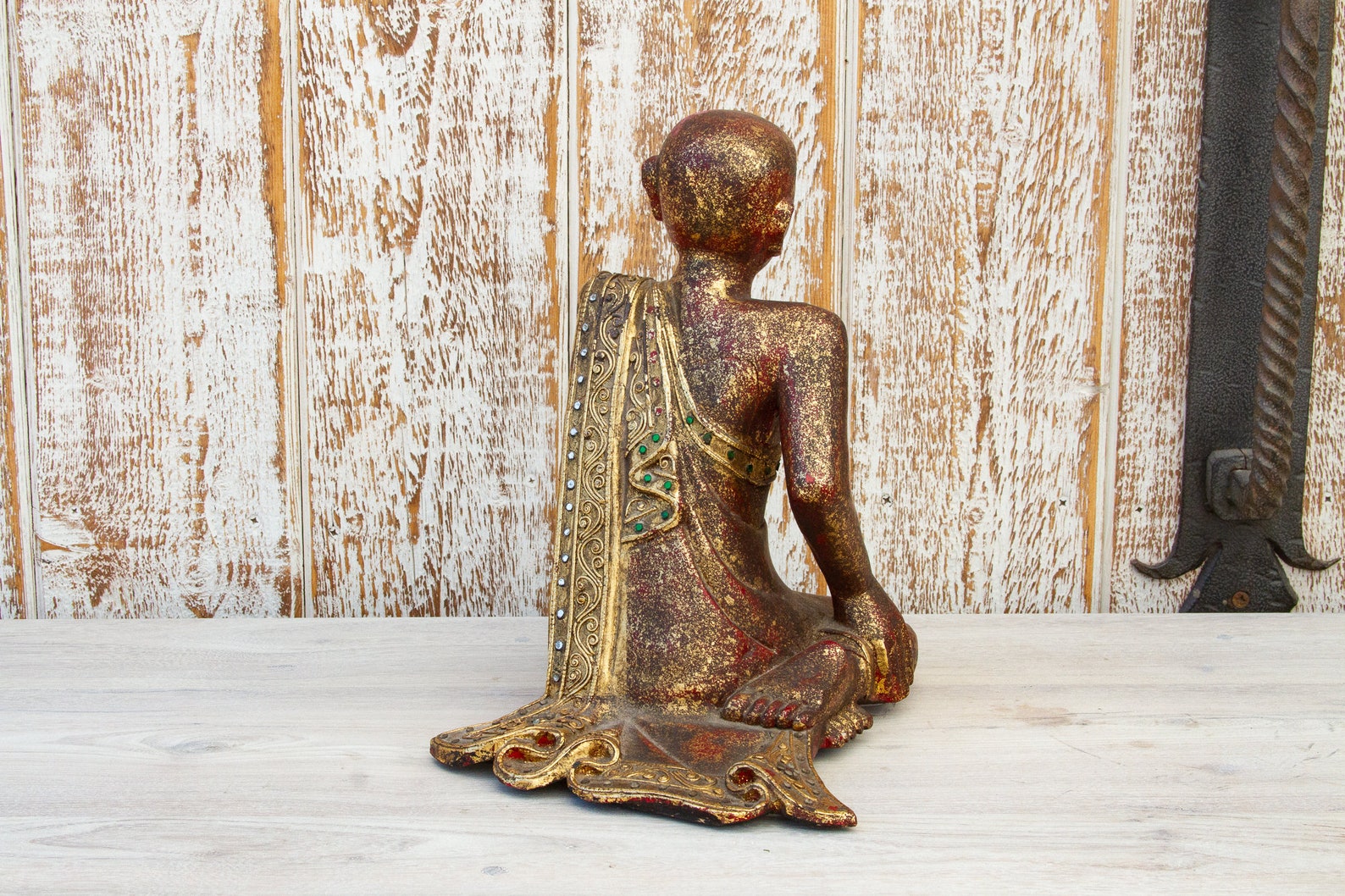 Sariputra Buddhist Statueburmese Vintage Gilt Statue Monk - Etsy UK