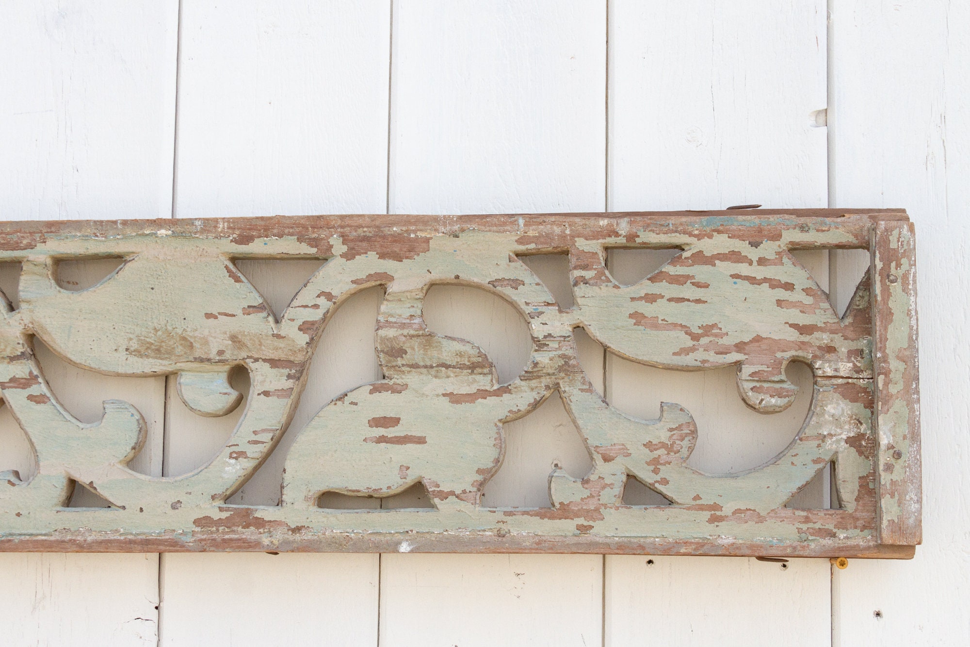 Antique Green Teak Lintel: Indo-french Floral Carved Panel - Etsy