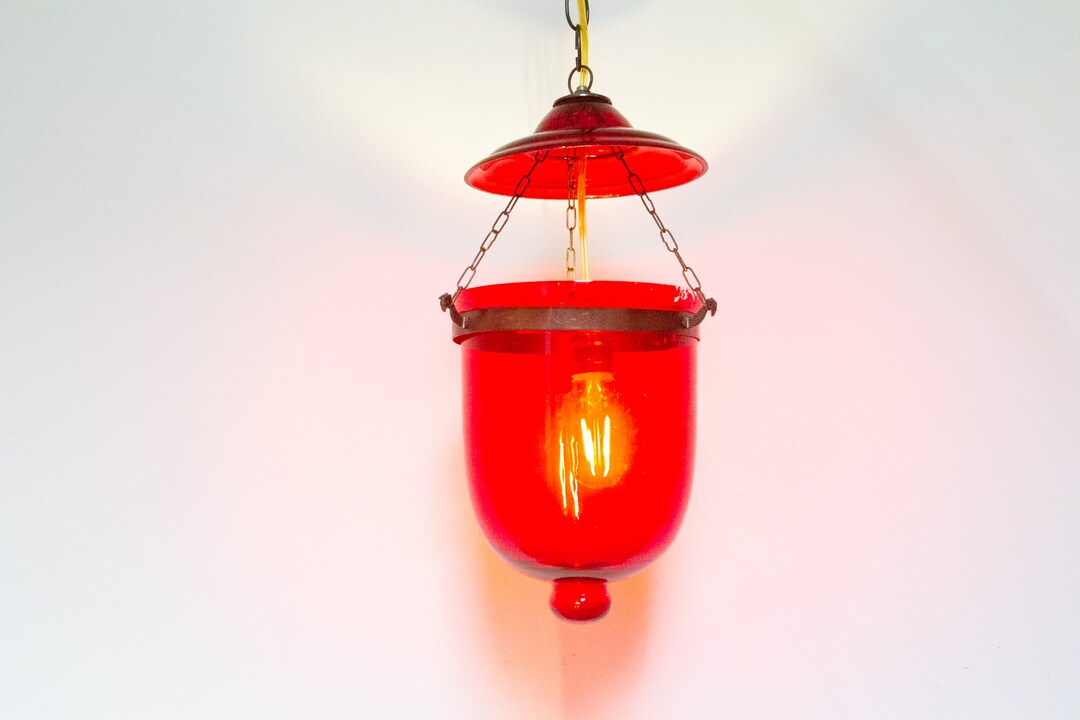 Persian Red Pendant Glass Lantern, Red Stained Glass Lantern, Red Glass ...