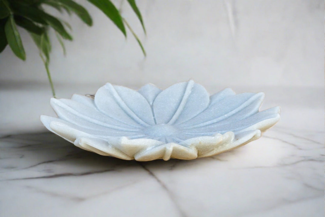 Marble Lotus Flower Plate, Stone Indian Decorative Plate, Lotus Marble ...