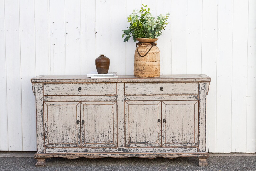 Farmhouse Style Painted Sideboard, Rustic Scandinavian Buffet Cabinet ...