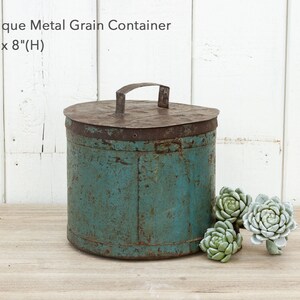 Antique Metal Grain Container, Painted Metal Drum,metal Drum Container ...