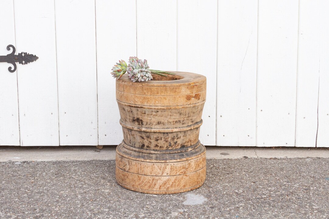 Turned Rice Grinder Pot,grinder Planter,tribal Rustic Grinder Planter ...