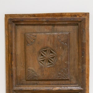 Antique Spanish Carved Wood Door Panel: 18th Century Floral Design Wall ...
