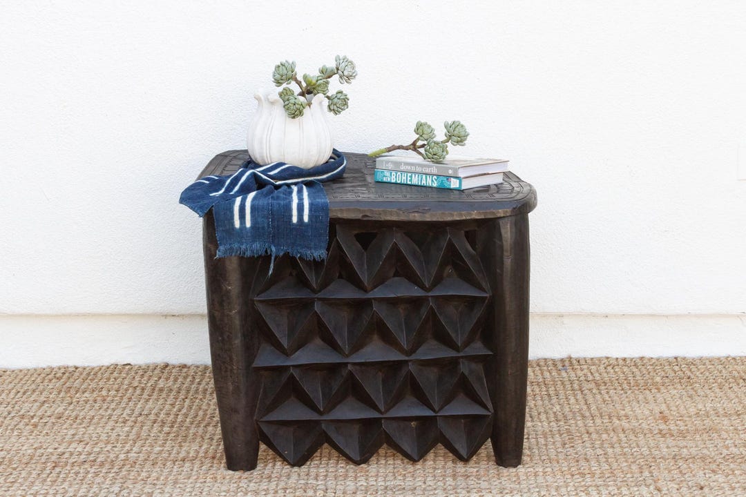 Rare Oversize Carved Nupe Table, African Nupe Table, Unique African End ...