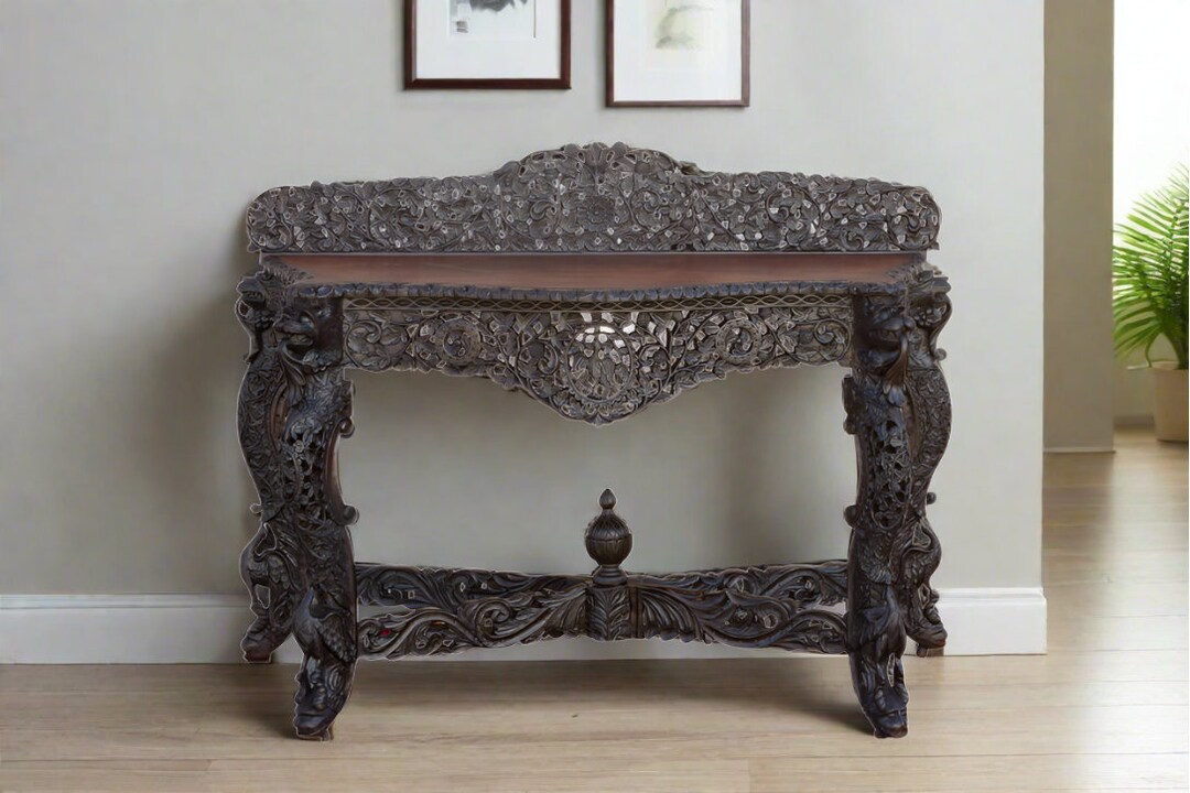 Rare Early 1800's Carved Anglo Indian Console, Antique Carved Wood ...