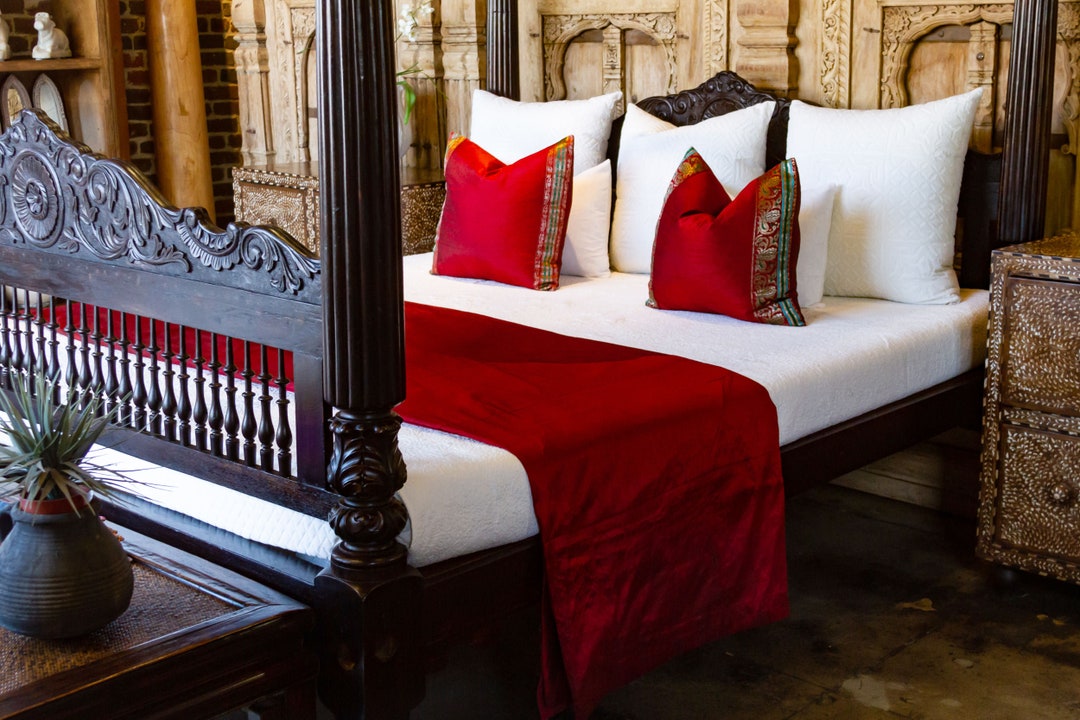 Crimson Red Silk Blend Duvet Cover, Red Dupion Silk Blend Bed Cover ...