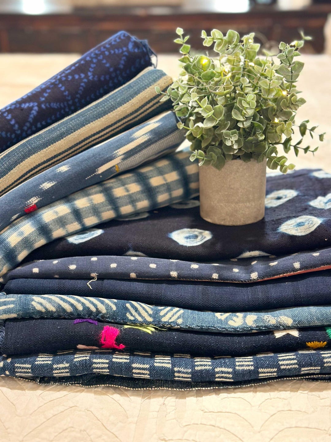 Authentic African Mudcloth, Bamako Blue Indigo Mud Cloth, Djenne Indigo Mud Cloth, Boho Blue Mud ...