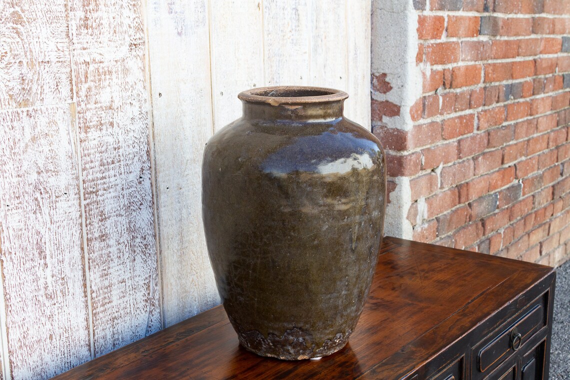Antique Muddy Brown Glazed Vessel Antique Shipping Jar Large | Etsy
